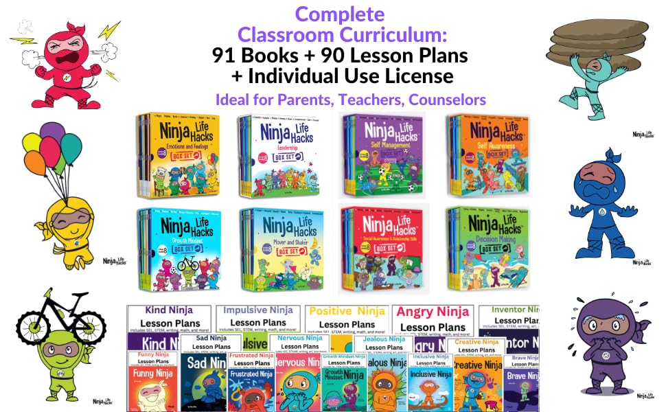 Ninja Life Hacks Leadership 8 Book Box Set (Books 17-24: Focused, Calm, Brave, Compassionate, Masked, Inclusive, Grateful, Hangry)