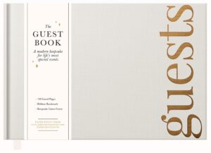 guest book: beautiful keepsake for life’s special events - sign in book for wedding reception, baby shower, funeral and vacation home - 100 pages, ribbon bookmark and gold foil