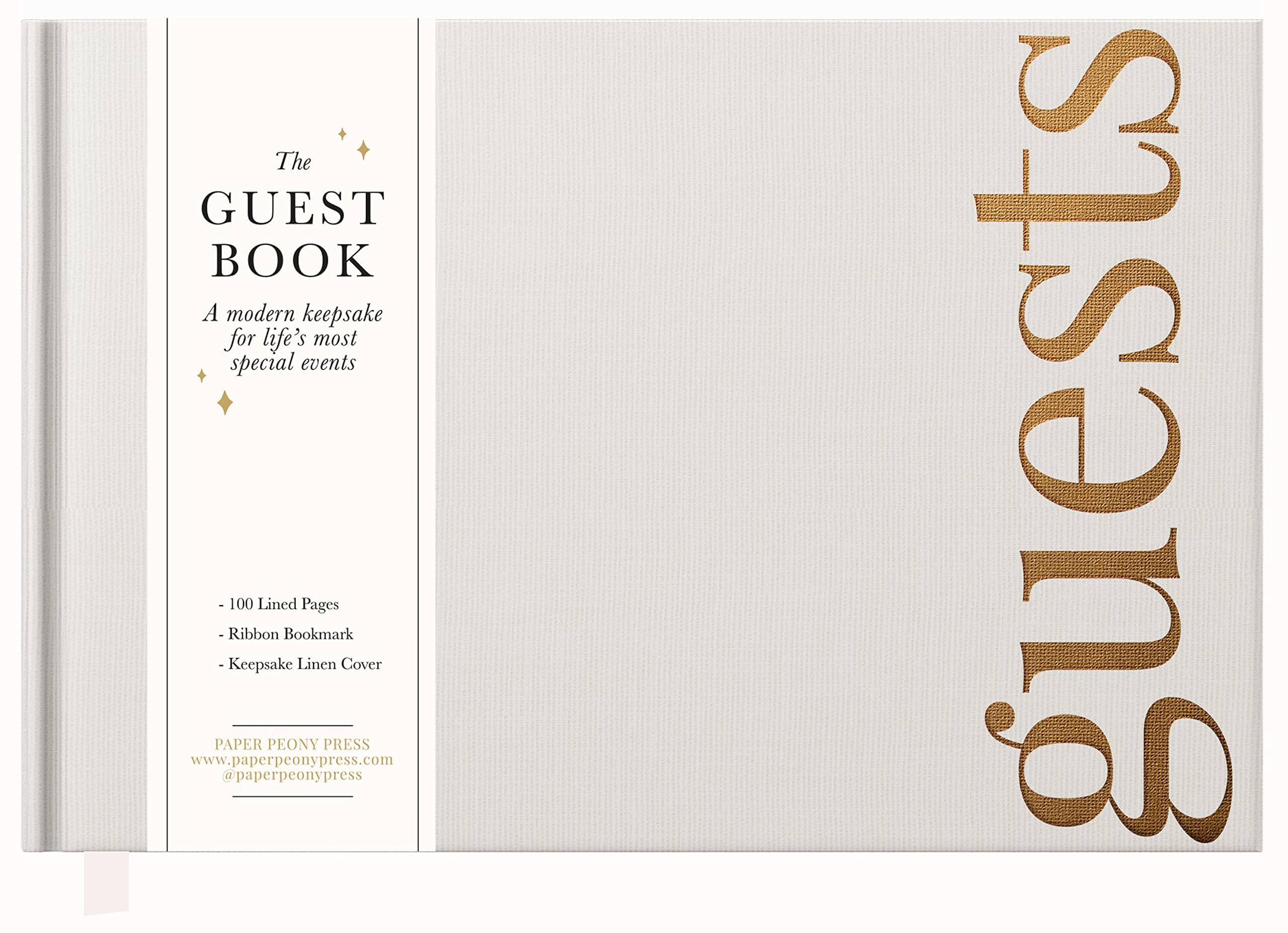 Guest Book: Beautiful Keepsake for Life’s Special Events - Sign In Book for Wedding Reception, Baby Shower, Funeral and Vacation Home - 100 Pages, Ribbon Bookmark and Gold Foil