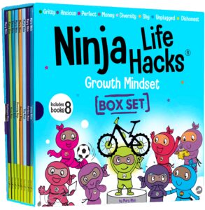 ninja life hacks growth mindset 8 book box set (books 9-16: perfect, money, anxious, gritty, dishonest, shy, unplugged, diversity)