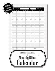 monthly blank calendar: 8.5x11 undated calendar fillable templates for office, school or home, sun-sat, pages for notes and to-do agenda