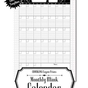 Monthly Blank Calendar: 8.5x11 Undated Calendar Fillable Templates for Office, School or Home, Sun-Sat, Pages For Notes And To-Do Agenda