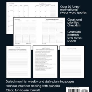 Funny Planner 2023 Fuck It: Swearing Calendar With Motivational Quotes, Weekly Daily Monthly Agendas, Goals, Notes, To Do Lists