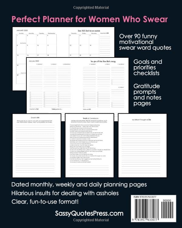 Funny Planner 2023 Fuck It: Swearing Calendar With Motivational Quotes, Weekly Daily Monthly Agendas, Goals, Notes, To Do Lists