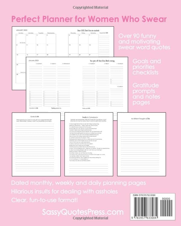 Fuck It Funny Planner 2023: Swearing Calendar With Motivational Quotes, Weekly Daily Monthly Agendas, Goals, Notes, To Do Lists