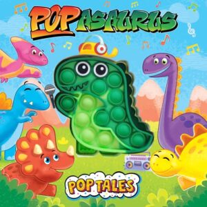 popasaurus - children's touch and pop board book with fidget pop toy