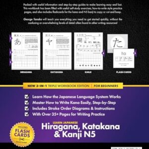 Learn Japanese Hiragana, Katakana and Kanji N5 – Workbook for Beginners: The Easy, Step-by-Step Study Guide and Writing Practice Book: Best Way to ... Inside) (Elementary Japanese Language Books)