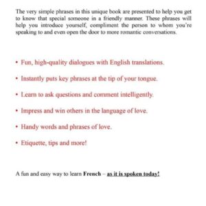 The Romantic Thing to Say in French: Flirting – Dating - Seducing Words and Phrases of Love