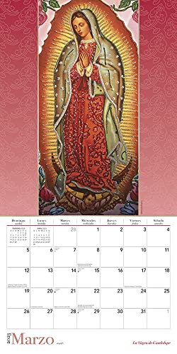 La Virgen de Guadalupe | 2023 12 x 24 Inch Monthly Square Wall Calendar | Foil Stamped Cover | English/Spanish Bilingual | BrownTrout | Virgin Mexico City