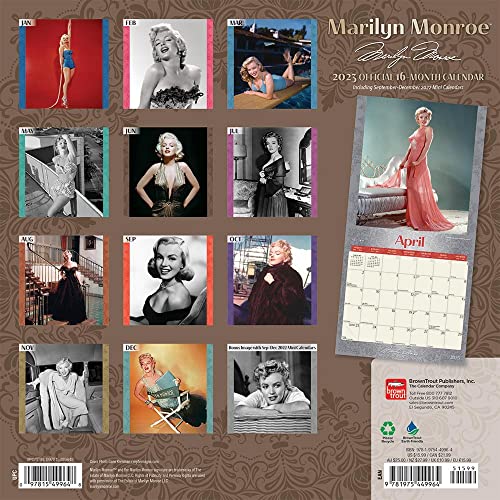 Marilyn Monroe OFFICIAL | 2023 12 x 24 Inch Monthly Square Wall Calendar | Foil Stamped Cover | BrownTrout | USA American Actress Celebrity