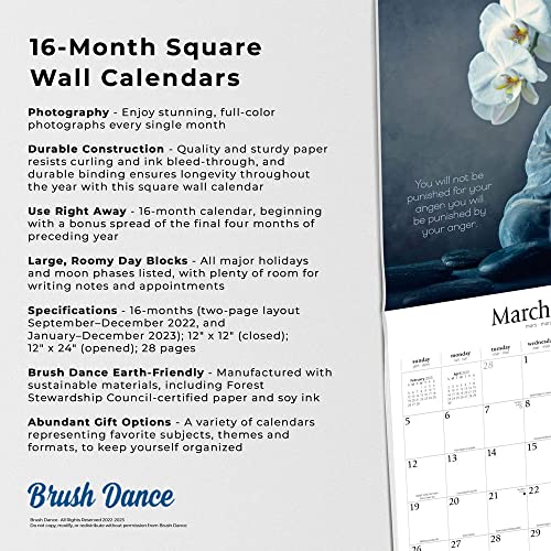 Timeless Buddha | 2023 12 x 24 Inch Monthly Square Wall Calendar | Brush Dance | Inspiration Thailand Peace