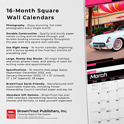 Corvette OFFICIAL | 2023 12 x 24 Inch Monthly Square Wall Calendar | BrownTrout | Chevrolet Motor Muscle Car