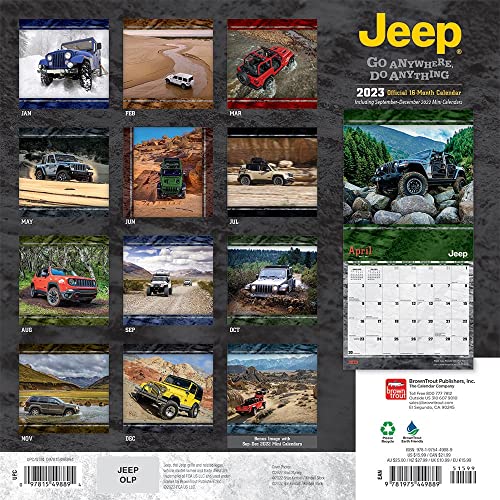 Jeep | 2023 OFFICIAL 12 x 24 Inch Monthly Square Wall Calendar | BrownTrout | Offroad Motor Car