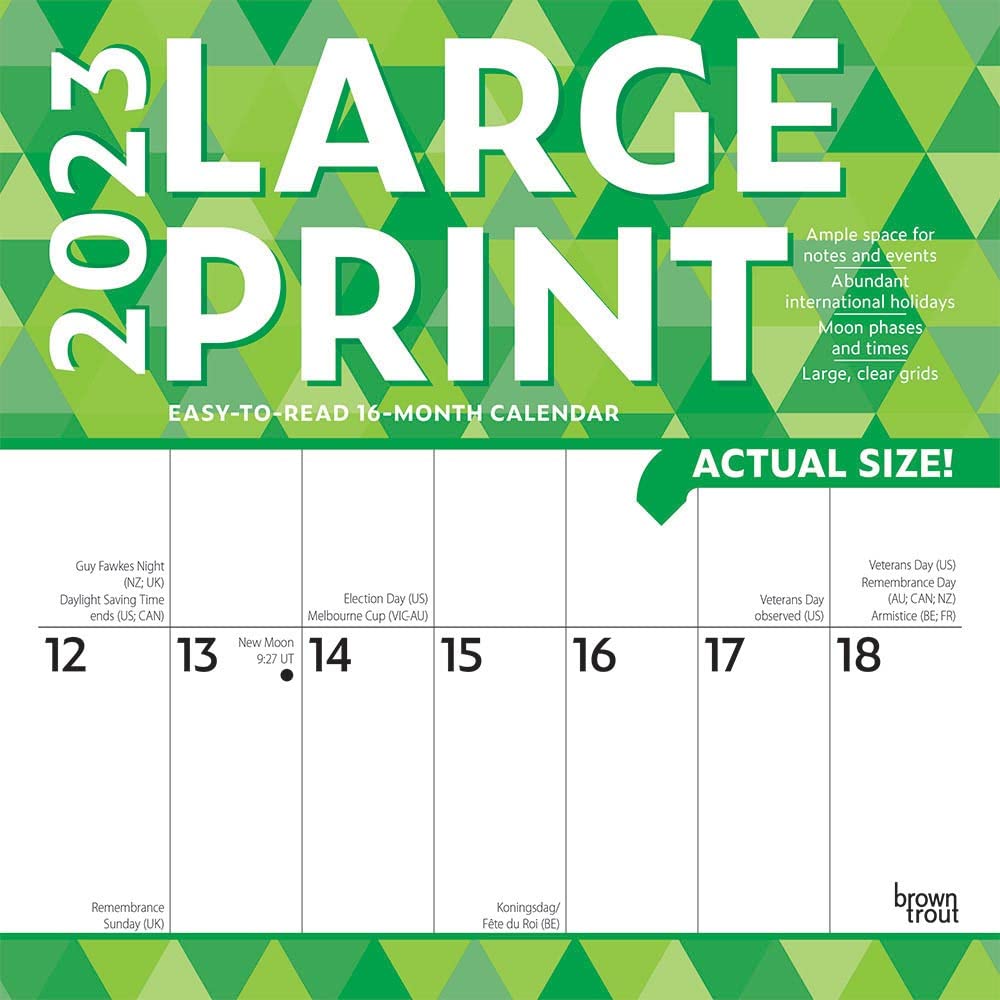 Large Print | 2023 12 x 24 Inch Monthly Square Wall Calendar | BrownTrout | Easy to See Large Font