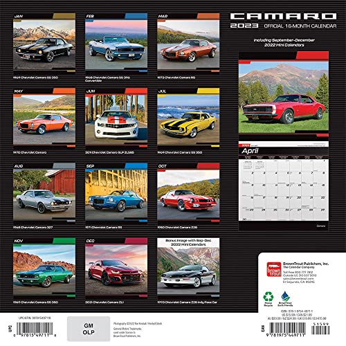 Camaro OFFICIAL | 2023 12 x 24 Inch Monthly Square Wall Calendar | BrownTrout | Chevrolet Motor Muscle Car