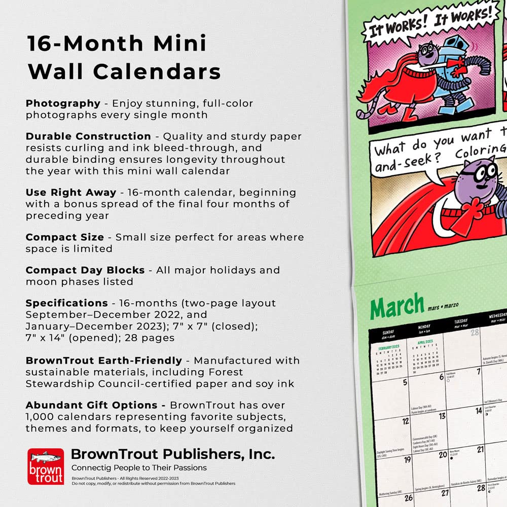 Dog Man | 2023 7 x 14 Inch Monthly Mini Wall Calendar | BrownTrout | DogMan Canine Book