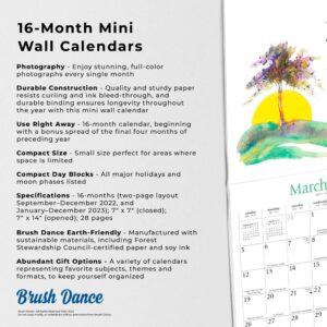 Live with Intention | 2023 7 x 14 Inch Monthly Mini Wall Calendar | Brush Dance | Art Paintings Inspiration Motivation