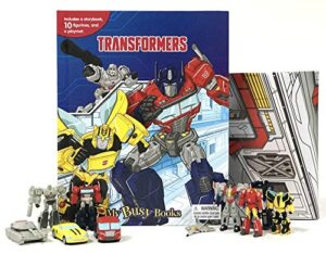 transformers my busy books - storybook, 10 figurines, playmat