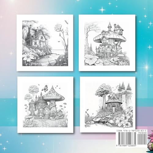 Fantasy Coloring Book for Women: Magical Fairy Homes Featuring Whimsical Designs With Black Line and Grayscale Images for Adults, Teens Mindfulness ... Stress Relief (Fantasy Fairy Books For Women)