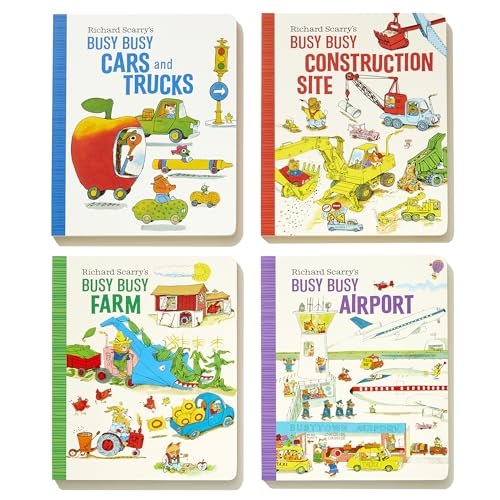 Richard Scarry's Busy Busy Boxed Set: Busy Busy Airport; Busy Busy Cars and Trucks; Busy Busy Construction Site; Busy Busy Farm (Richard Scarry's BUSY BUSY Board Books)