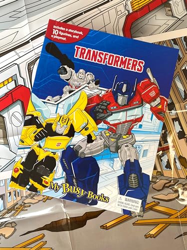 Transformers My Busy Books - Storybook, 10 figurines, playmat