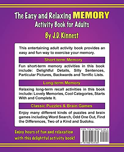 The Easy and Relaxing Memory Activity Book for Adults: Includes Relaxing Memory Activities, Easy Puzzles, Brain Games and More