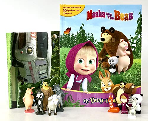 Disney Masha & the Bear My Busy Books - Storybook, 10 figurines, playmat