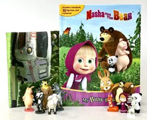 disney masha & the bear my busy books - storybook, 10 figurines, playmat