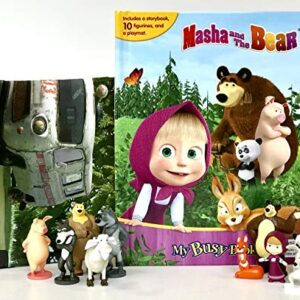 Disney Masha & the Bear My Busy Books - Storybook, 10 figurines, playmat