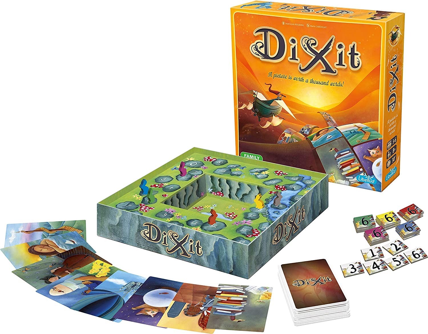 Dixit Board Game - The Award-Winning Game of Imagination and Creativity! Fun Family Storytelling Game for Kids & Adults, Ages 8+, 3-6 Players, 30 Minute Playtime, Made by Libellud