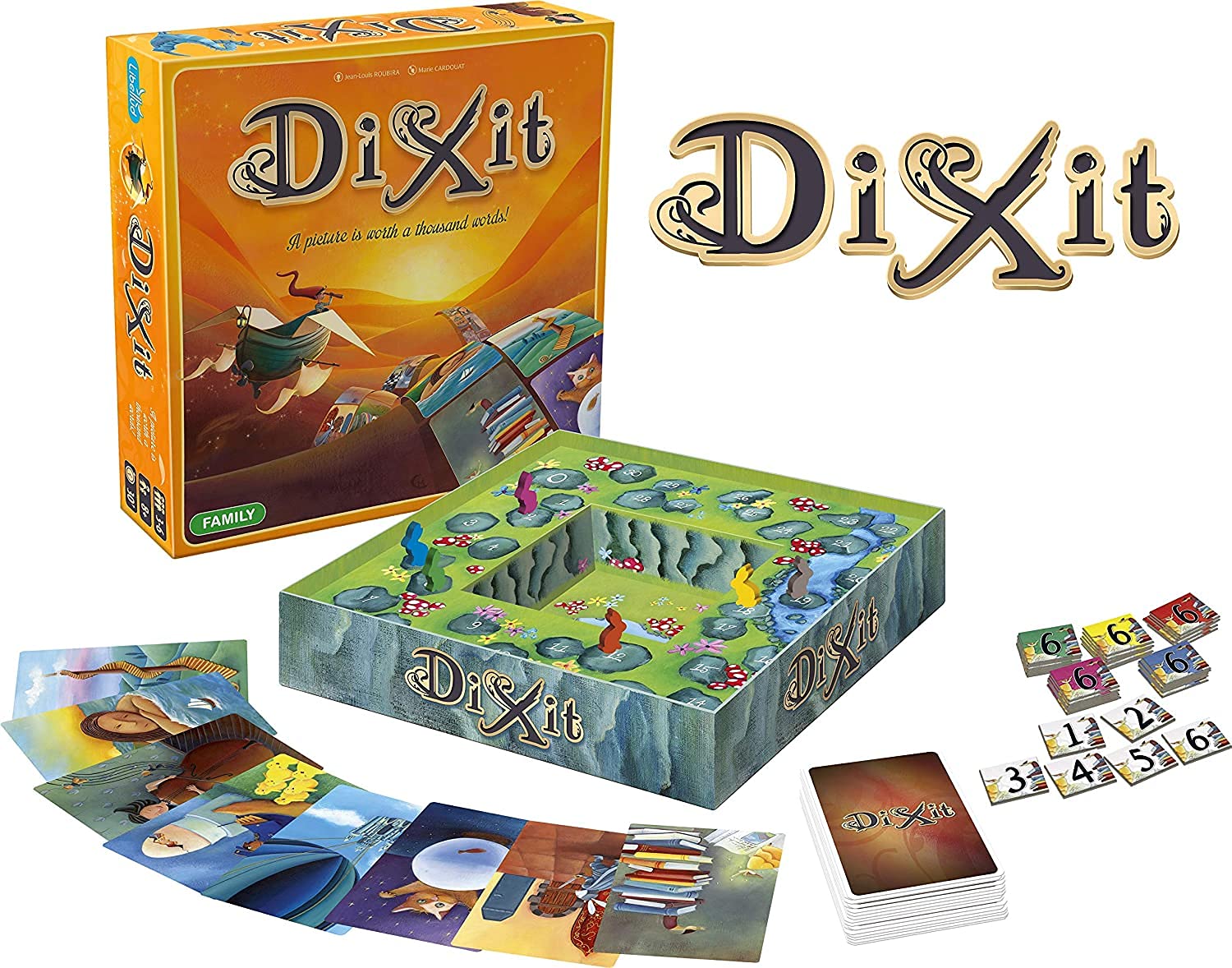 Dixit Board Game - The Award-Winning Game of Imagination and Creativity! Fun Family Storytelling Game for Kids & Adults, Ages 8+, 3-6 Players, 30 Minute Playtime, Made by Libellud