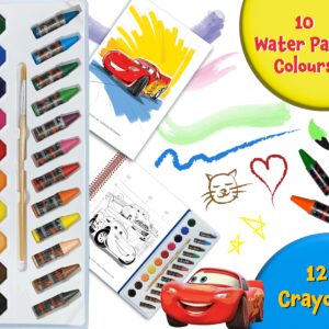 Disney / Pixar Cars Deluxe Poster Paint & Color - Coloring Book for kids, 80 illustrations, 10 watercolor paints, 12 crayons, 1 paint brush