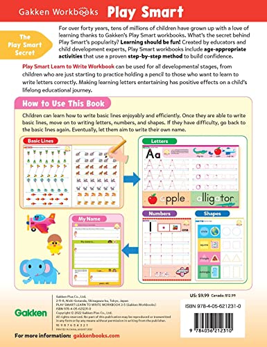 Play Smart Handwriting Workbook Ages 3-5: Handwriting Practice: Preschool Activity Book With Stickers