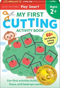 play smart my first cutting book 2+: preschool activity workbook with 70+ stickers for children with small hands ages 2, 3, 4: basic scissor skills (mom’s choice award winner)