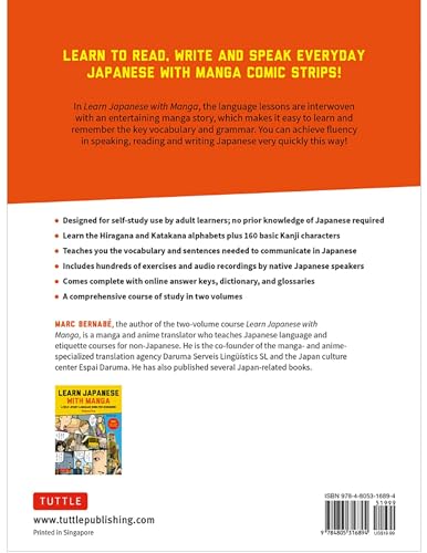 Learn Japanese with Manga Volume One: A Self-Study Language Book for Beginners - Learn to read, write and speak Japanese with manga comic strips! (free online audio)