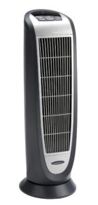 lasko portable electric 1500 watt room oscillating ceramic tower space heater with remote, adjustable thermostat, digital controls, and timer, black