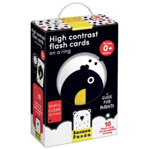 banana panda high contrast baby flash cards - 10 large black and white double-sided cards - specially designed to promote visual stimulation and sensory development in infants ages 0-3 months