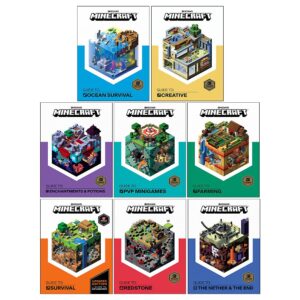 the minecraft collection 8 books box set (minecraft guides) (creative, survival, redstone, nether & the end, enhancements & potions, pvp minigames, farming & ocean survival)