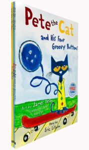 the pete the cat series 3 books collection set by eric litwin (pete the cat i love my white shoes, pete the cat rocking in my school shoes, pete the cat and his four groovy buttons)