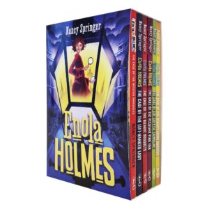 enola holmes mystery series 6 books collection set nancy springer (the case of the missing marquess, left-handed lady, bizarre bouquets, peculiar pink fan, cryptic crinoline, gypsy goodbye)