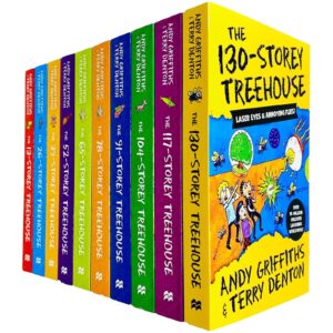 the treehouse storey books 1 - 9 collection set by andy griffiths & terry denton (13-storey, 26-storey, 39-storey, 52-storey, 65-storey, 78-storey, 91-storey, 104-storey & 117-storey)