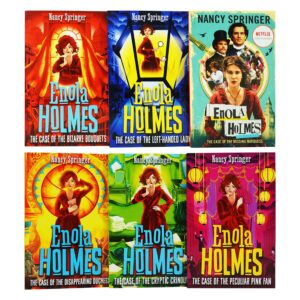 Enola Holmes Mystery Series 6 Books Collection Set Nancy Springer (The Case of the Missing Marquess, Left-Handed Lady, Bizarre Bouquets, Peculiar Pink Fan, Cryptic Crinoline, Gypsy Goodbye)