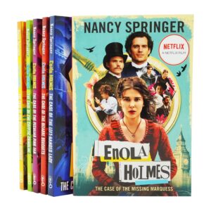 Enola Holmes Mystery Series 6 Books Collection Set Nancy Springer (The Case of the Missing Marquess, Left-Handed Lady, Bizarre Bouquets, Peculiar Pink Fan, Cryptic Crinoline, Gypsy Goodbye)