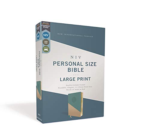 NIV, Personal Size Bible, Large Print, Leathersoft, Teal/Gold, Red Letter, Comfort Print