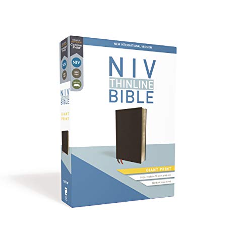 NIV, Thinline Bible, Giant Print, Bonded Leather, Black, Red Letter, Comfort Print