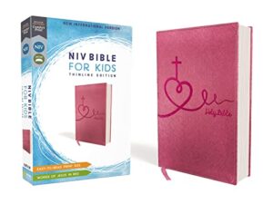 niv, bible for kids, leathersoft, pink, red letter, comfort print: thinline edition