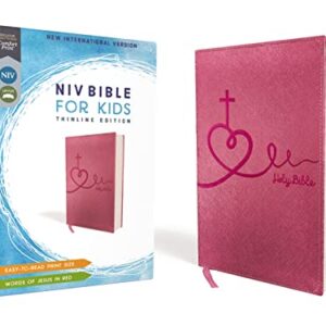 NIV, Bible for Kids, Leathersoft, Pink, Red Letter, Comfort Print: Thinline Edition