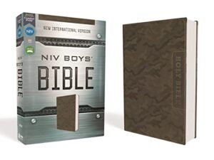 niv, boys' bible, leathersoft, brown camo, comfort print