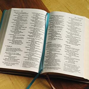 NIV, Personal Size Bible, Large Print, Leathersoft, Teal/Gold, Red Letter, Comfort Print