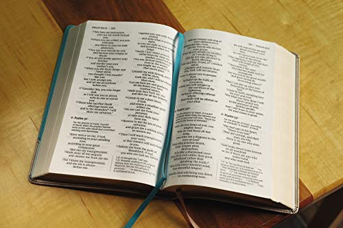 NIV, Personal Size Bible, Large Print, Leathersoft, Teal/Gold, Red Letter, Comfort Print